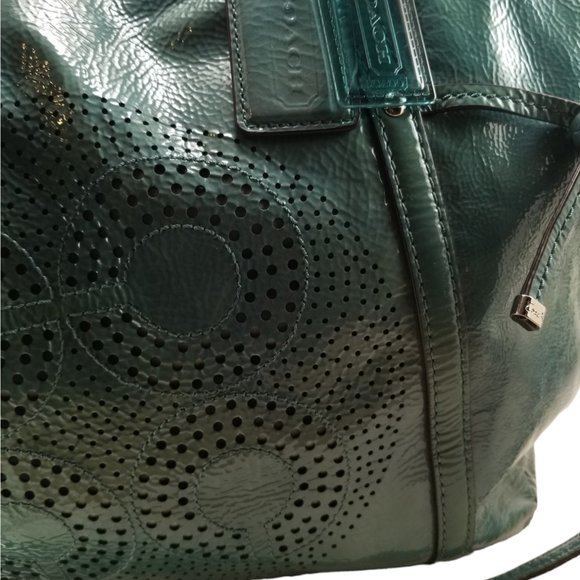 Coach | Bags | Coach Audrey Andie Large Green Cinched Leather Shoulder ...